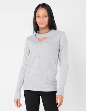 Suéter Contempo para mujer cuello redondo